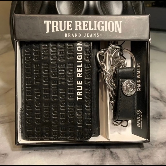 True Religion | Bags | True Religion Vinny Embosed Chain Wallet | Poshmark